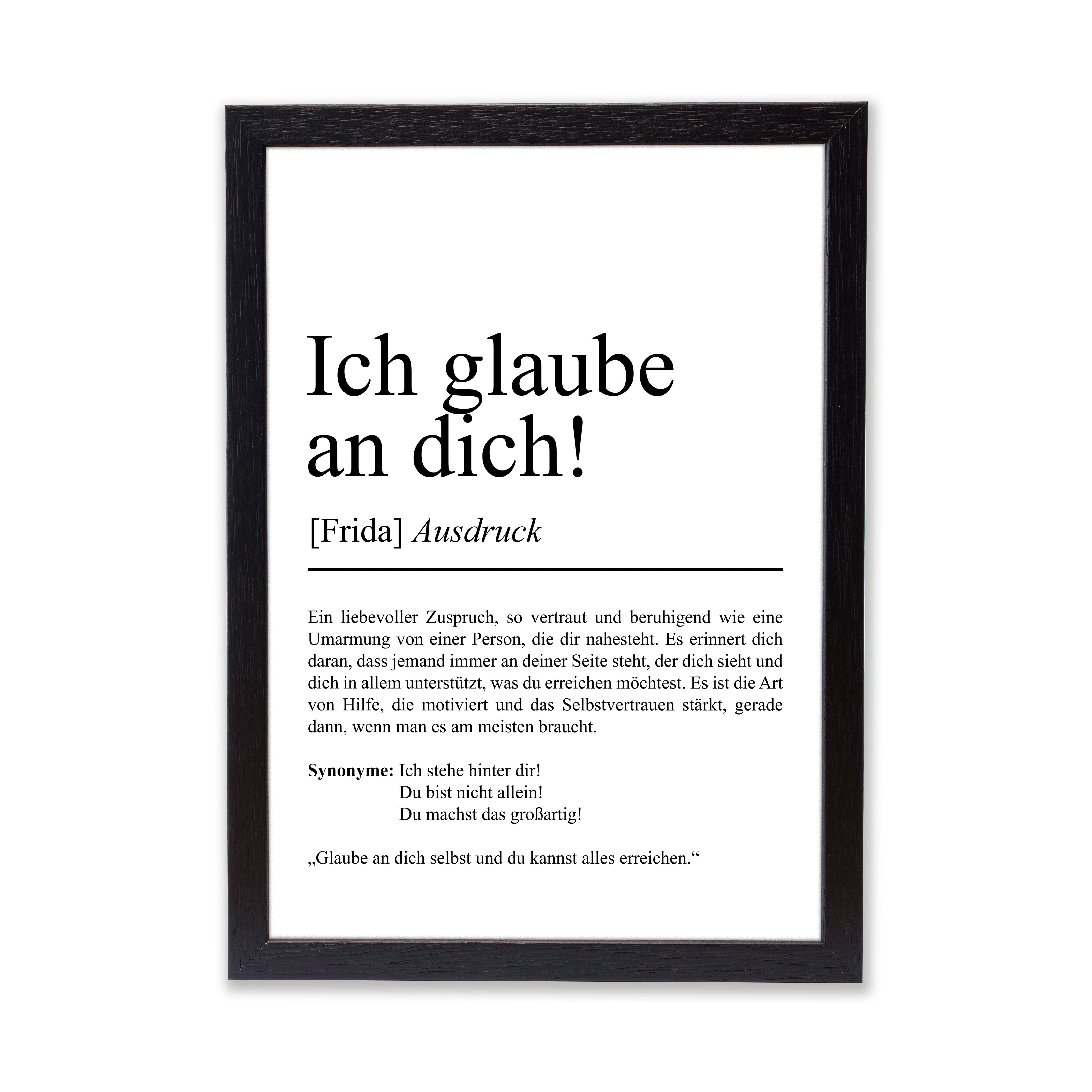 Ich glaube an dich Definition Poster Emotion Wanddeko Geschenk Spiritu ...