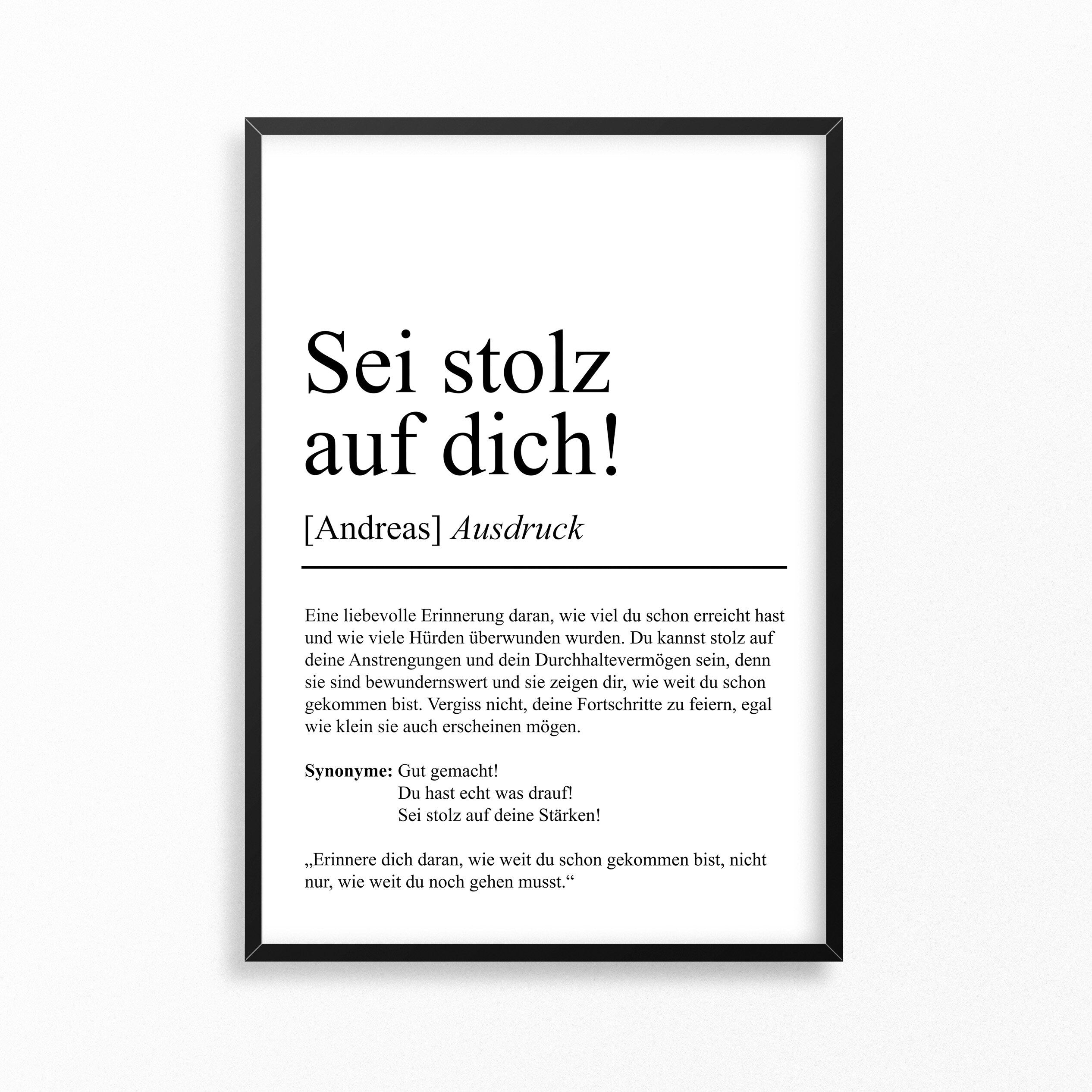Sei stolz auf dich Definition Poster Emotion Wanddeko Geschenk Spiritu ...